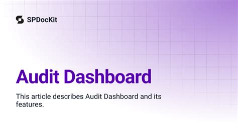 Audit Dashboard Spdockit