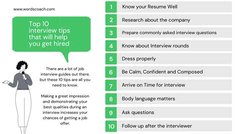 Top 10 Interview Tips That Will Help You Get Hired Word Coach