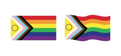 New Updated LGBTQ Pride Flag Vector Intersex Inclusive Progress Pride Flag Banner Flag For
