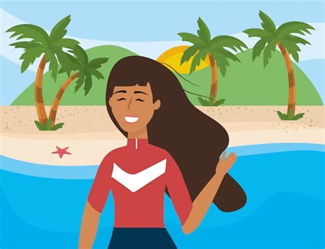 Premium Vector Girl With Swim Wear