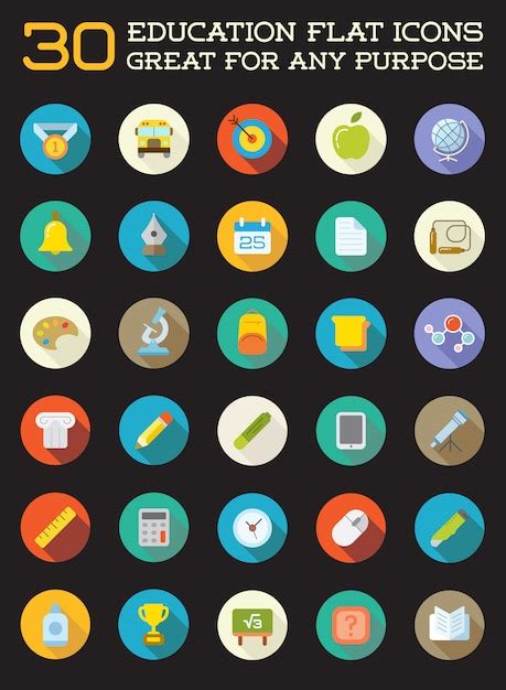 Premium Vector Set Of Vector Education Flat Icons