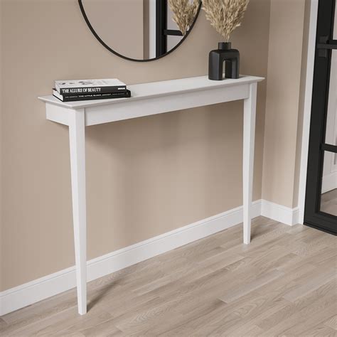 Small And Narrow White Wall Mounted Console Table 115cm Ava
