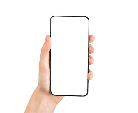 premium photo hand with phone mockup in vertical position isolated on