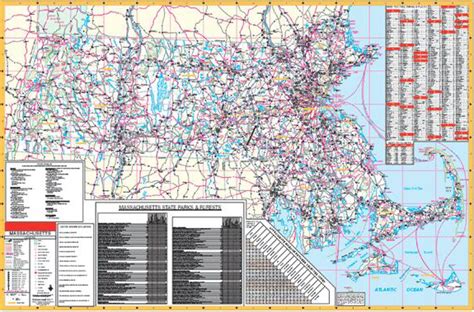 Deluxe Laminated Wall Map Of Massachusetts State 60x42152m X 106m