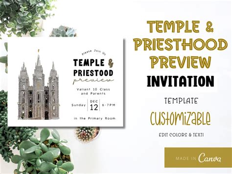 Temple And Priesthood Preview Invitation Temple And Etsy