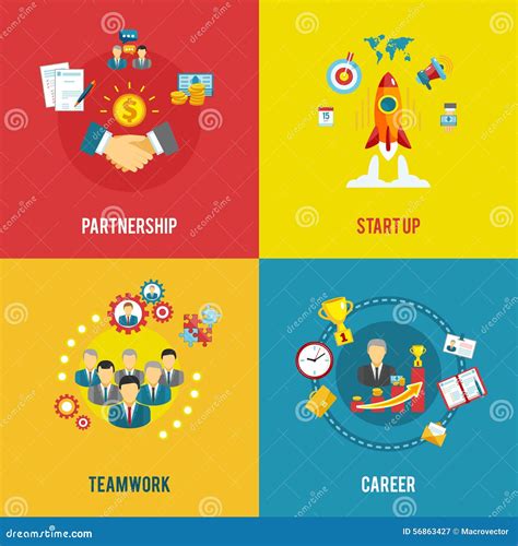 Business Startup 4 Flat Icons Square Stock Vector Illustration Of