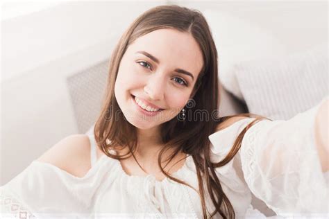 Cute Smiling Girl Making Selfie Stock Image Image Of Attractive
