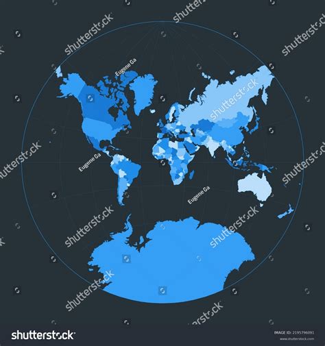 World Map Lagrange Conformal Projection Futuristic Stock Vector Royalty Free 2195796091