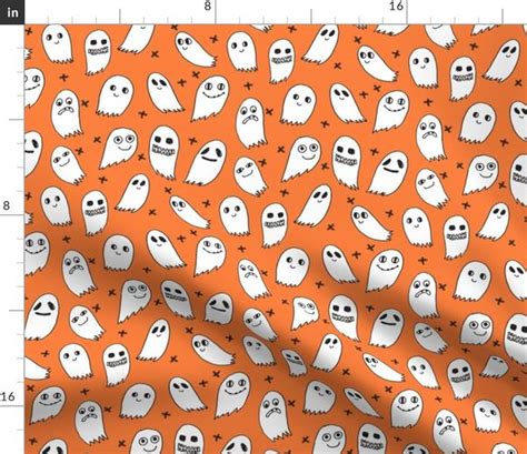 Ghosts Orange Ghosts Halloween Ghost Spoonflower