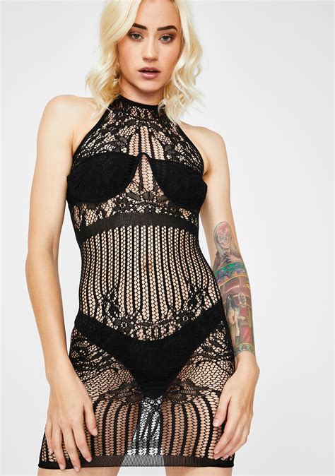 Lace Sheer Halter Teddy Bodycon Black Dolls Kill