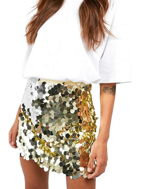 Eyicmarn Women S Sequin Mini Skirt Glitter Skirt Belly Dance Short