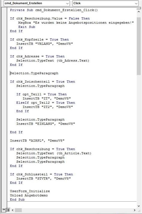 VBA Formulare TexManager
