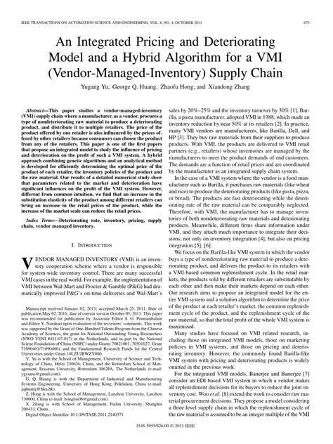 Pdf An Integrated Pricing And Deteriorating Model And A Hybrid Algorithm For A Vmi Vendor