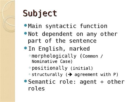 Sentence Analysis Lecture 3 1 Syntactic Relations In