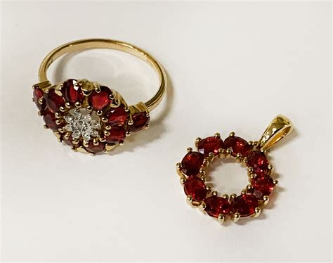 Songea Ruby And Diamond 9 Ct Gold Ring Size N O And Songea Ruby And 9ct Gold Pendant Southgate