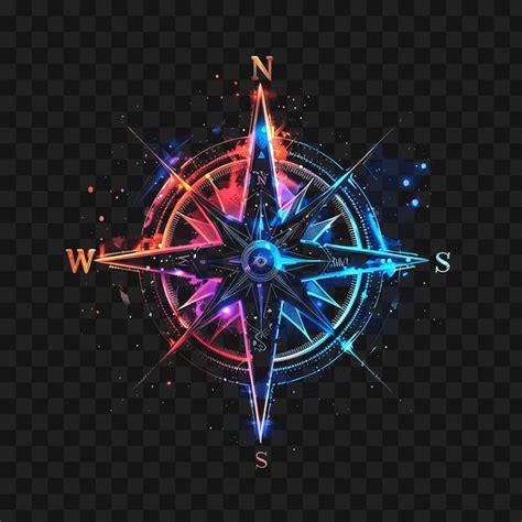 Premium Psd Psd Translucent Watercolor Luminescent Compass Icon With