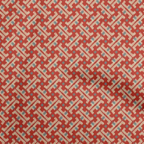 Oneoone Cotton Silk Red Fabric Asian Ikat Dress Material Fabric Print