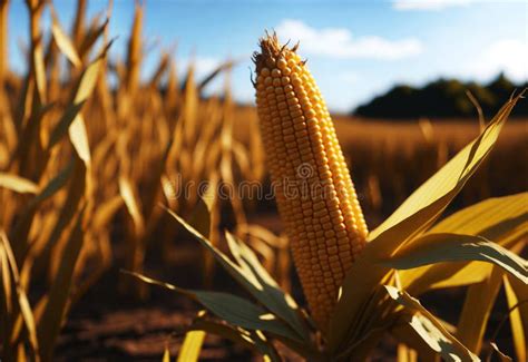 Close Up Of Corn Stalk In Corn Field Stock Illustration Illustration
