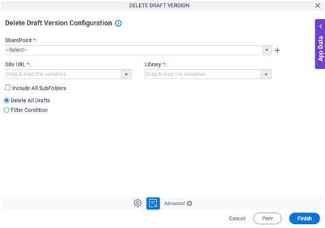 Delete Draft Version Activity