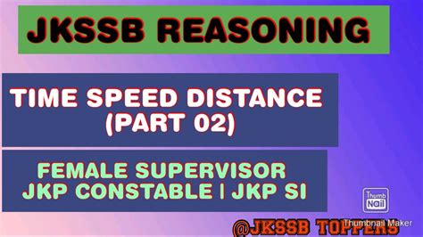 Time Speed And Distance Part 02 For All Jkssb Exams Female