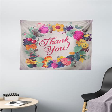 Flower Decor Tapestry Retro Style Thank You Note With Ceramic Made
