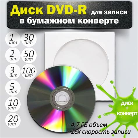 Диск DVD-R Ritek для записи 4,7Gb 16x non-print (без покрытия), двд-р ...