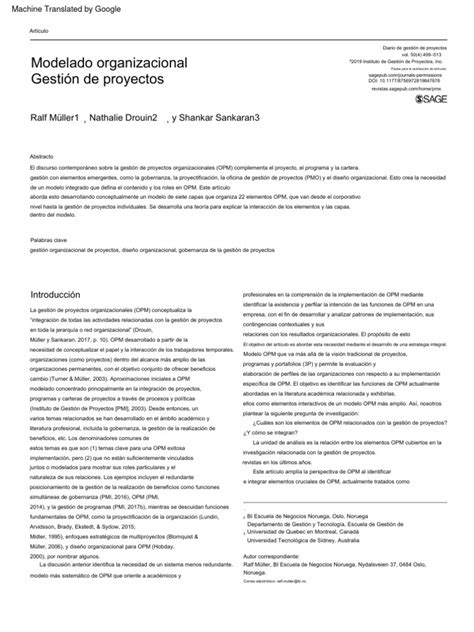 01modeling Organizational Project Managment 1 Pdf Gestión De