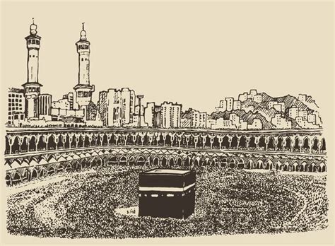 圣克尔白在麦加沙特阿拉伯 手绘素描矢量 Illus — 图库矢量图像© Redshinestudio 194387604