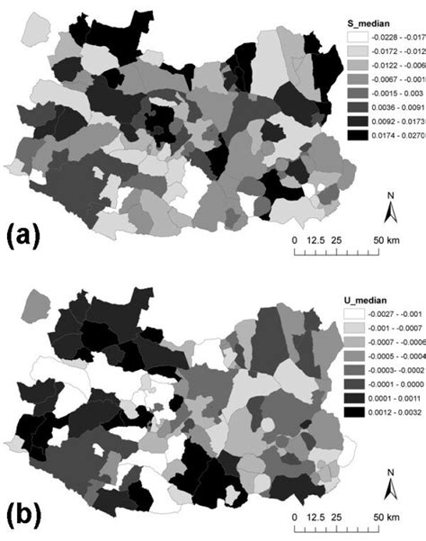 Distribution Of The Spatially A Structured Random Effects Si And Download Scientific