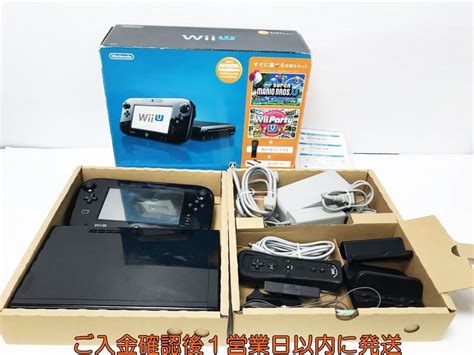 【目立った傷や汚れなし】【1円】任天堂 ニンテンドーwiiu ファミリープレミアムセット 32gb ブラック 初期化動作確認済 Wii U