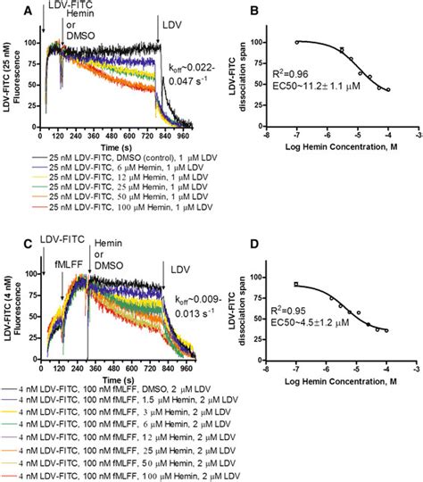 Effect Of Hemin On Binding And Dissociation Of The Ldv Fitc Probe On