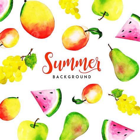Fondo De Frutas De Verano Acuarela Multiuso Acuarela Color Pintura