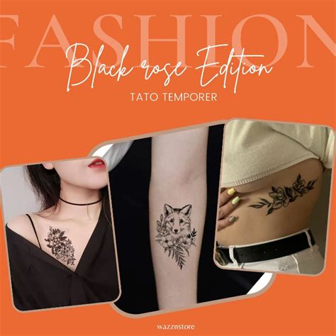 Jual Tatto Temporer Bunga Hitam Aesthetic Rr Tahan Air Temporary Tattoo