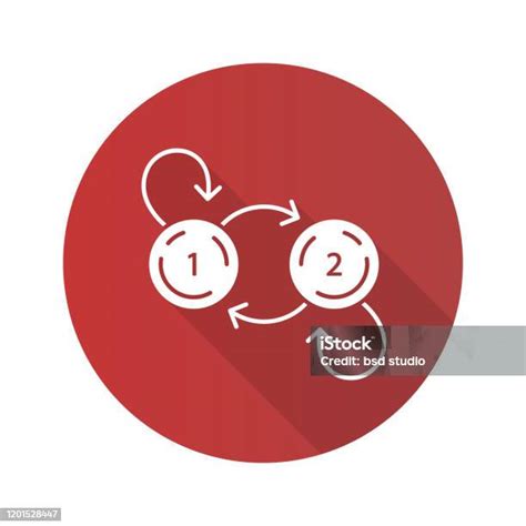 상태 다이어그램 평면 디자인 긴 그림자 문립 아이콘입니다 시스템 동작 개체 는 외부 자극에 응답하는 두 가지 상태 데이터 처리 정보 기술 벡터 실루엣 일러스트레이션 감정에