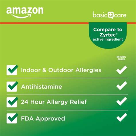 Amazon Basic Care 24 Horas Alívio De Alergia Comprimidos De Cloridrato