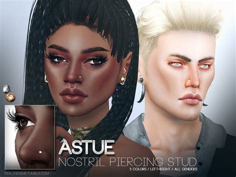 Pralinesims Astue Nostril Piercing Studs Sims 4 Piercings Nose