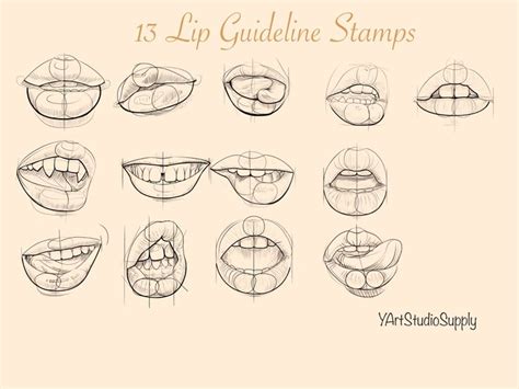 13 Procreate Lip Guide Brushes Set Guiding Lines Procreate Drawing