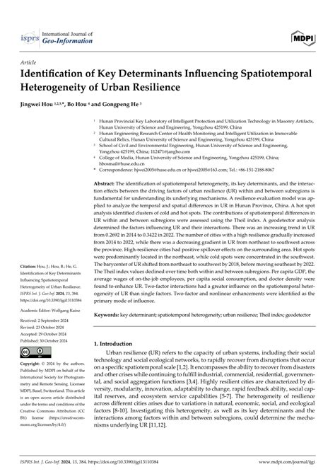 Pdf Identification Of Key Determinants Influencing Spatiotemporal