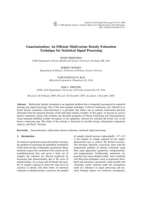 Pdf Gaussianization An Efficient Multivariate Density Estimation