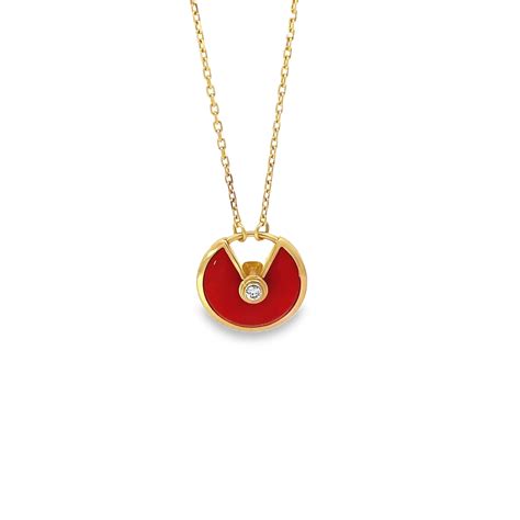 Amulette De Cartier Cornelian Necklace Estate Diamond Jewelry