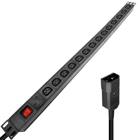Network Cabinet Rack Mount 1u Pdu Power Strip Iec C13 Socket 14 Ways Switch Surge Protection