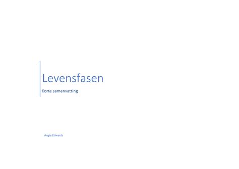 levensfasen korte samenvatting van de belangrijke begrippen warning