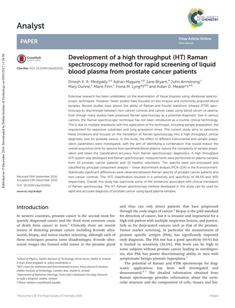Pdf Development Of A High Throughput Ht Raman Spectroscopy Method