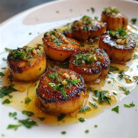 Crispy Vegan Trumpet Mushroom Scallops In Garlic Butter