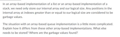 Solved In An Array Based Implementation Of A List Or An