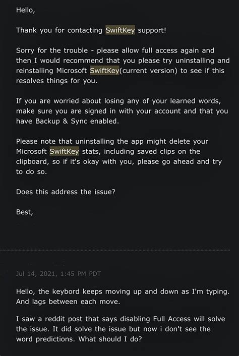 My Swiftkey Keybord Was Randomly Jumping On Iphone Ios 146 I Contacted Support And Thats