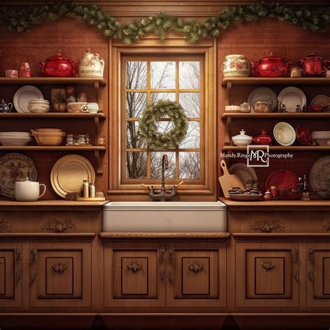 Kate Cozy Christmas Kitchen Backdrop Designed By Mandy Ringe