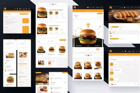 전체 화면과 생동감 넘치는 다채로운 기능을 갖춘 Burguers 웹사이트의 Ui 디자인에 대한 생성 Ai 일러스트레이션 프리미엄 사진