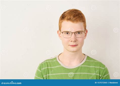 Redhead Young Man With Glasses On White Background Stock Image Image
