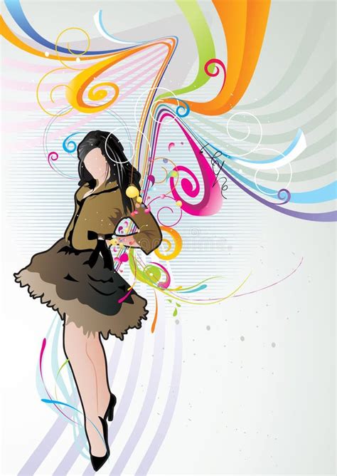 Model Girl In A Blue Dress And Blonde Vector Illustration Stock Vector